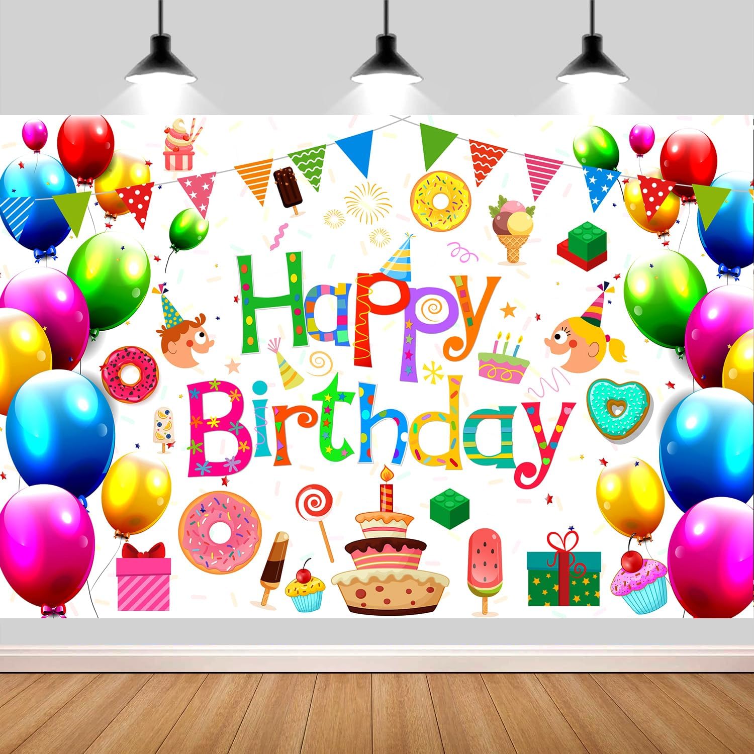 Black Gold Happy Birthday Banner Backdrop Large Happy Birthday Yard ...