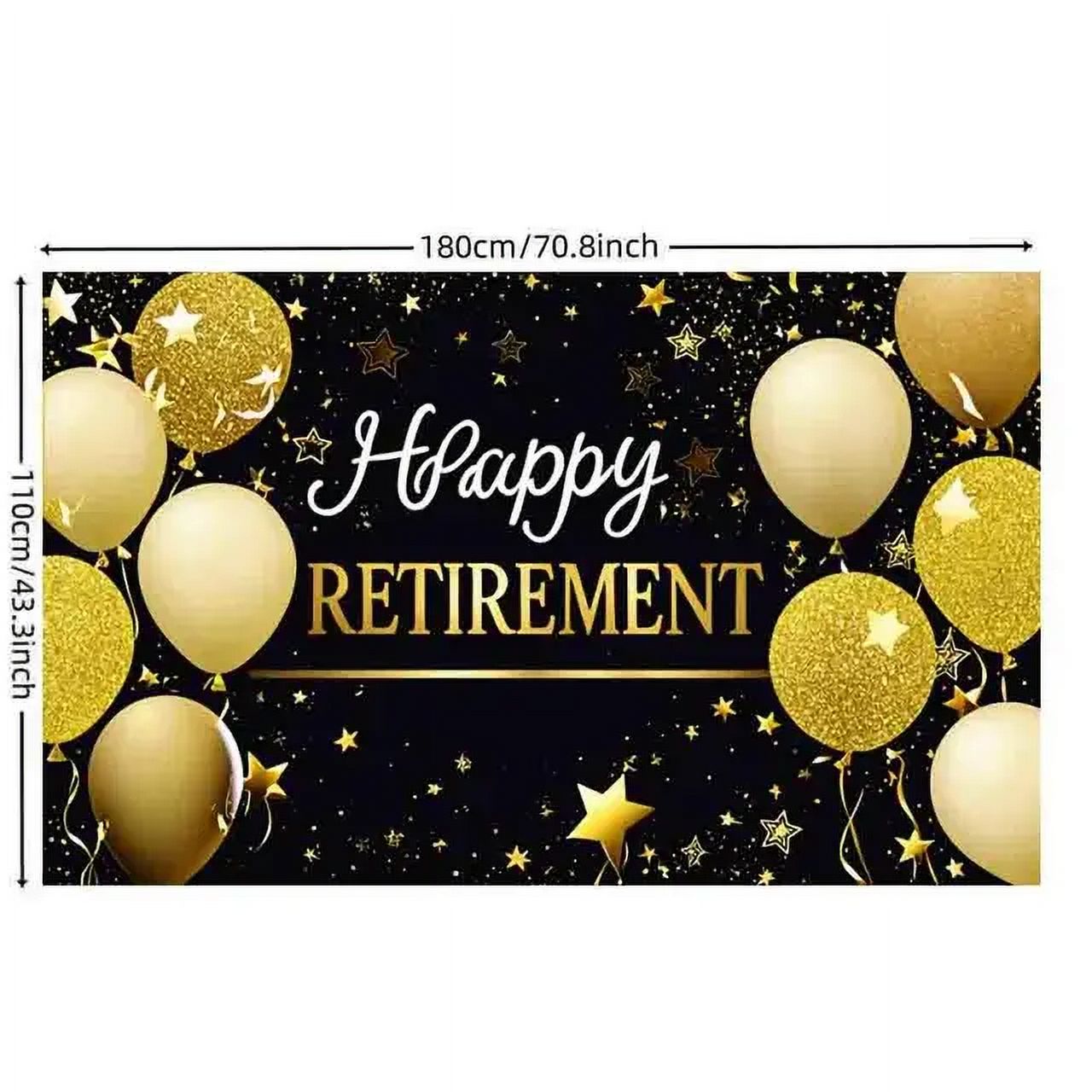 Black Gold Happy Retirement Party Backdrop Banner Balloon Star Poster ...