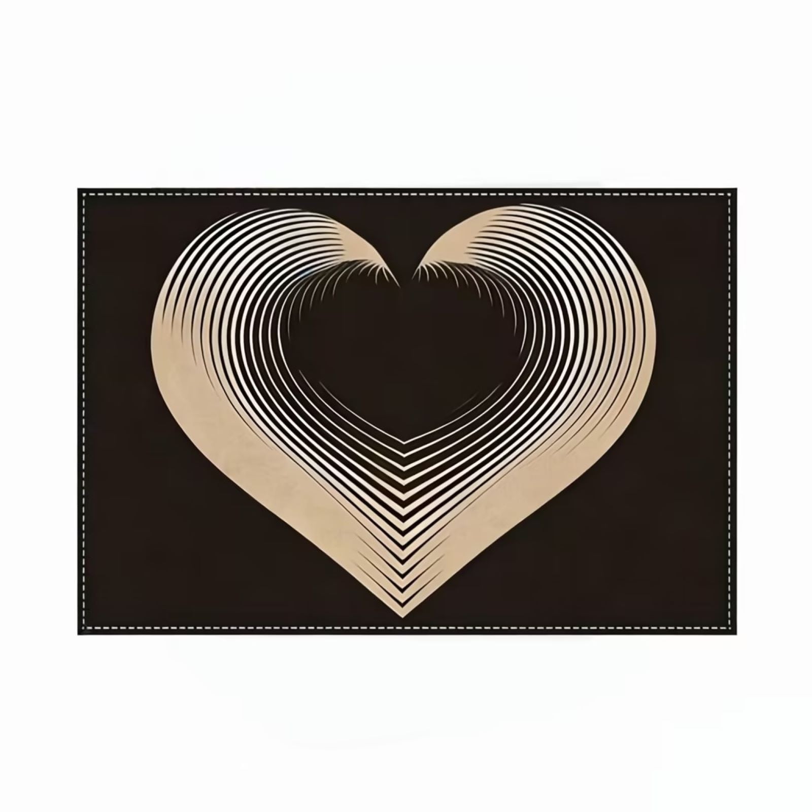 Black Gold Heart Stripe Textured Linen Placemat, Stain-Resistant Heat ...