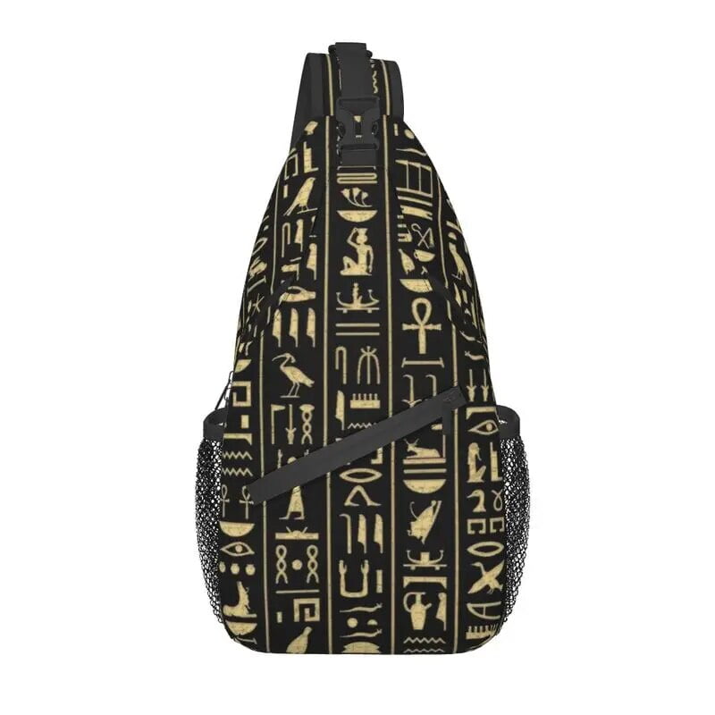 Black Gold Hieroglyphics Sling Crossbody Chest Bag Men Cool Ancient ...