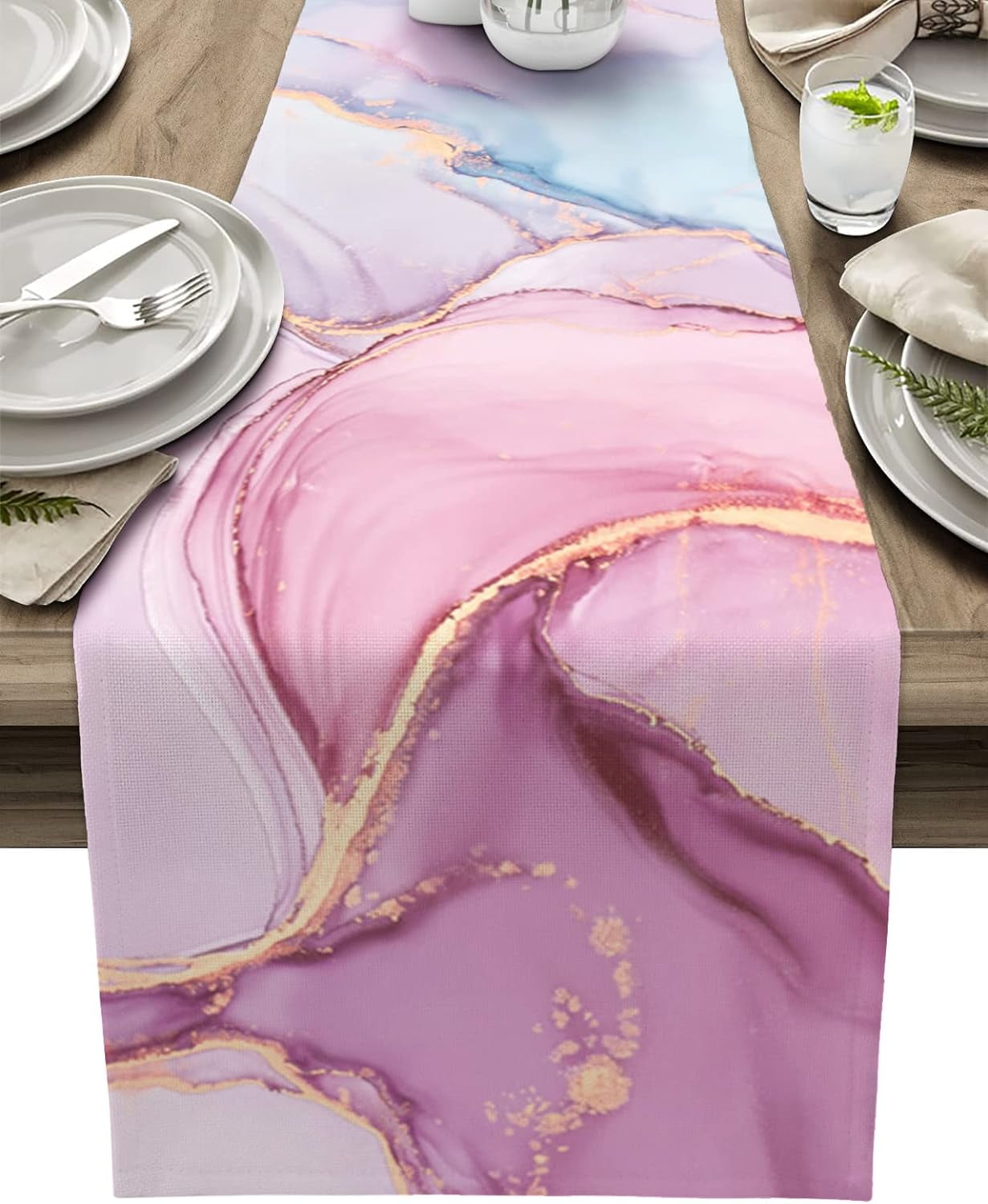 Black Gold Irregular Marble Linen Table Runners Kitchen Dining Table r ...