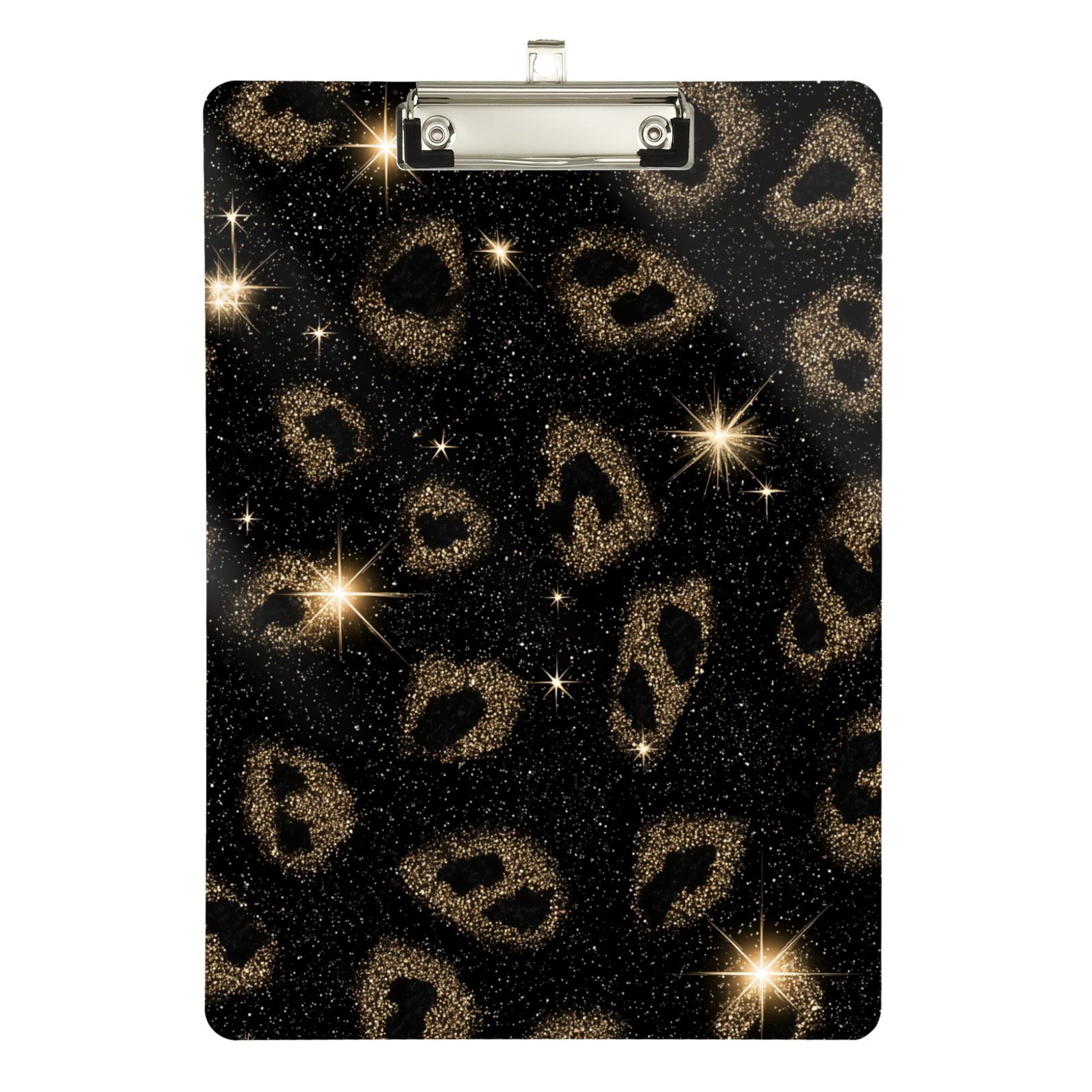 Black Gold Leopard Print with Glitter Acrylic Clipboard Drawing Board ...