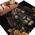 Black Gold Lion Prints Area Rug 5x8 Washable Rug Non Slip Abstract ...