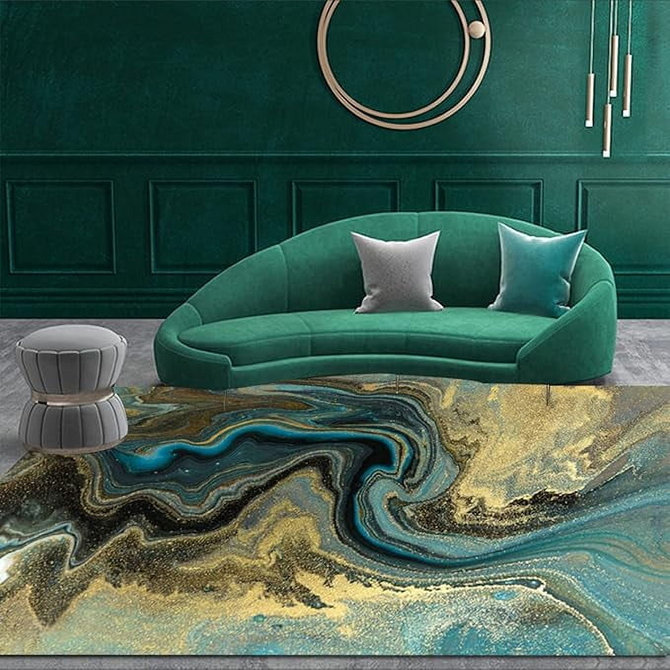 Black Gold Liquid Abstract Modern Aesthetic Area Rug For Living Room ...
