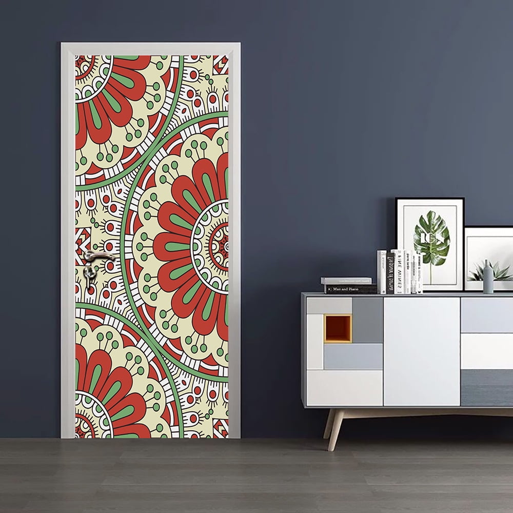 Black Gold Mandala Door Stickers 3D Wallpaper Removable Classic Datura ...