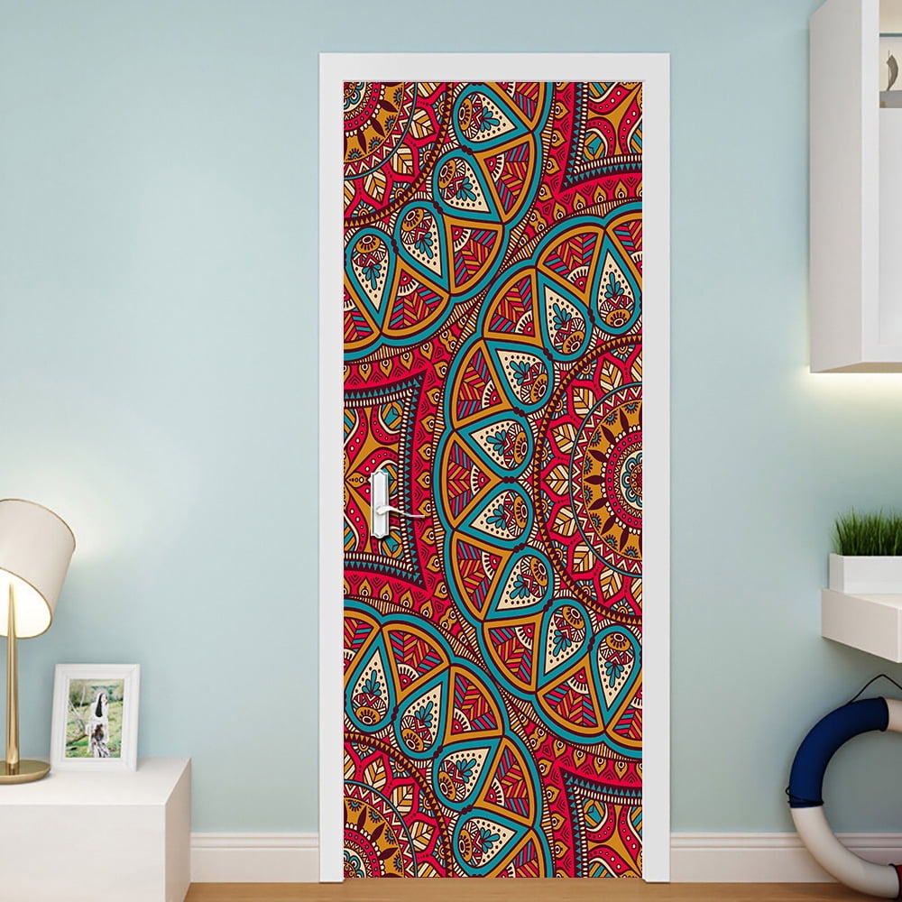 Black Gold Mandala Door Stickers 3D Wallpaper Removable Classic Datura ...