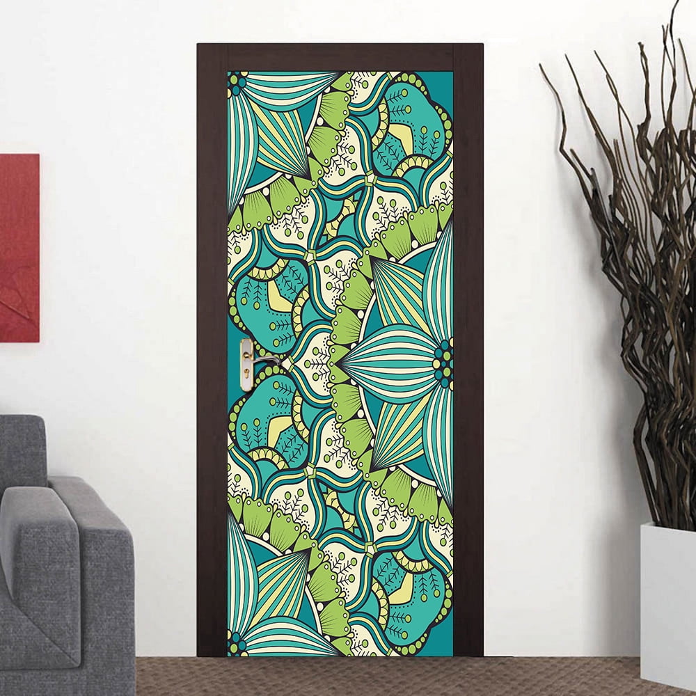 Black Gold Mandala Door Stickers 3D Wallpaper Removable Classic Datura ...