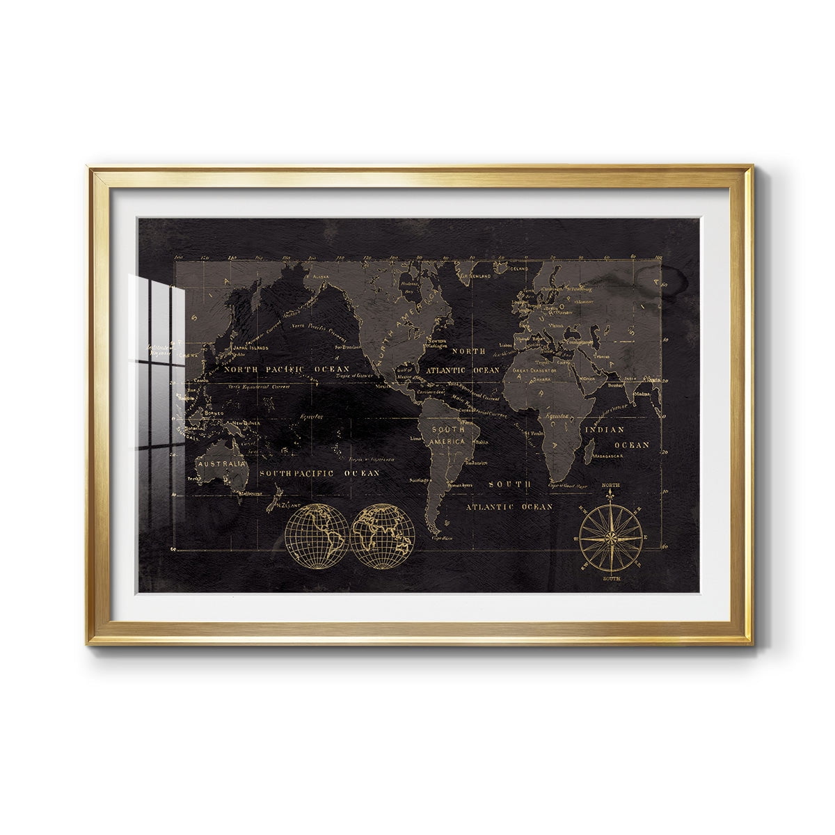 Black Gold Map Premium Framed Print - Ready to Hang - Walmart.com