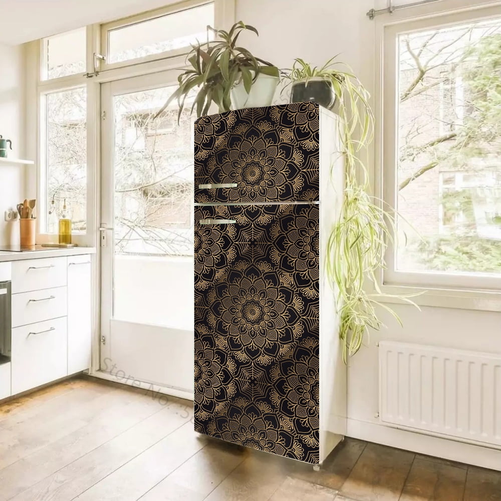 Black Gold Marble 3D Fridge Mural Sticker Waterproof Vinyl Self ...