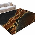 Black Gold Marble Area Rug, Brown Luxury Modern Abstract Wave Texture ...