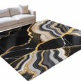 Black Gold Marble Area Rug, Glitter Geometric Marble Foil Texture Non ...