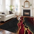 Black Gold Marble Area Rugs 5x7 ft Rose Red Luxury Modern Abstract ...