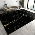 Black Gold Marble Area Rugs, Simple Crack Line Anti-Slip Entrance ...