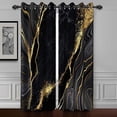 Black Gold Marble Blackout Curtains, Modern Fluid Art Gold Texture ...