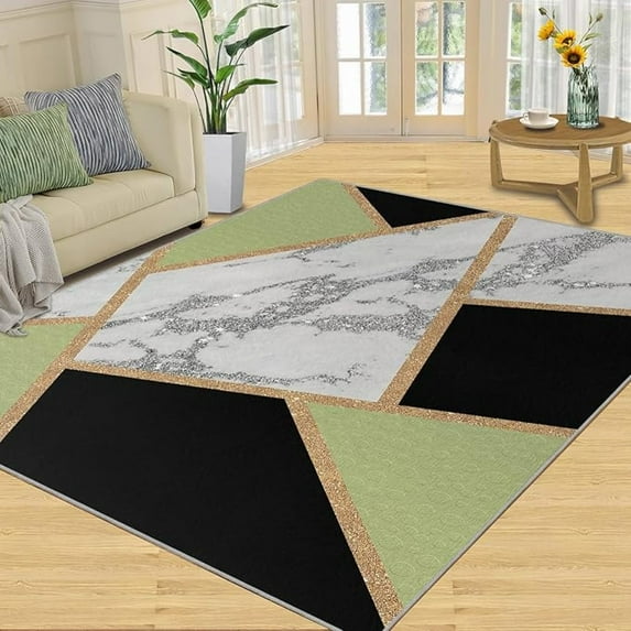 Black Gold Marble Carpet Geometric Marble Rugs For Bedroom Light Luxury ...