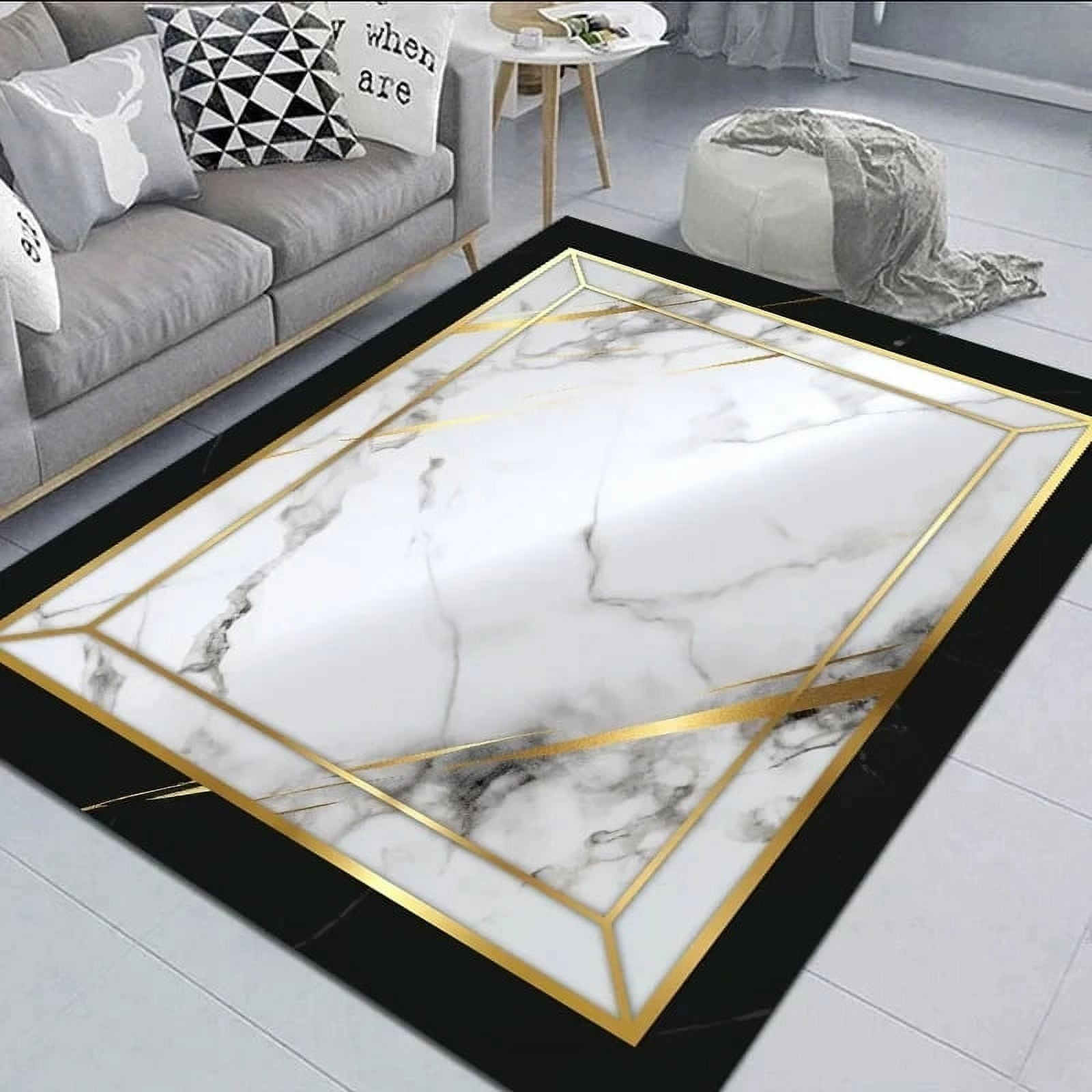 Black Gold Marble Carpet for Living Room Decorations Sofa Table Large ...