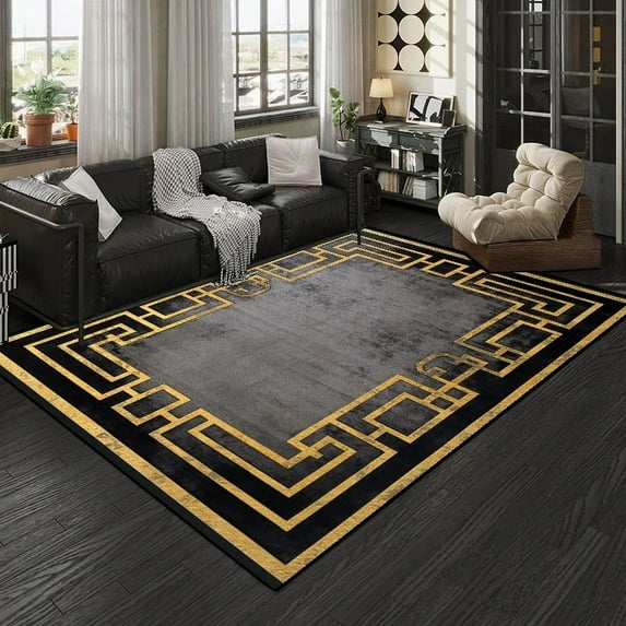 Black Gold Marble Carpet for Living Room Decorations Sofa Table Large ...