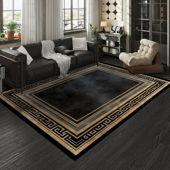 Black Gold Marble Carpet for Living Room Decorations Sofa Table Large ...