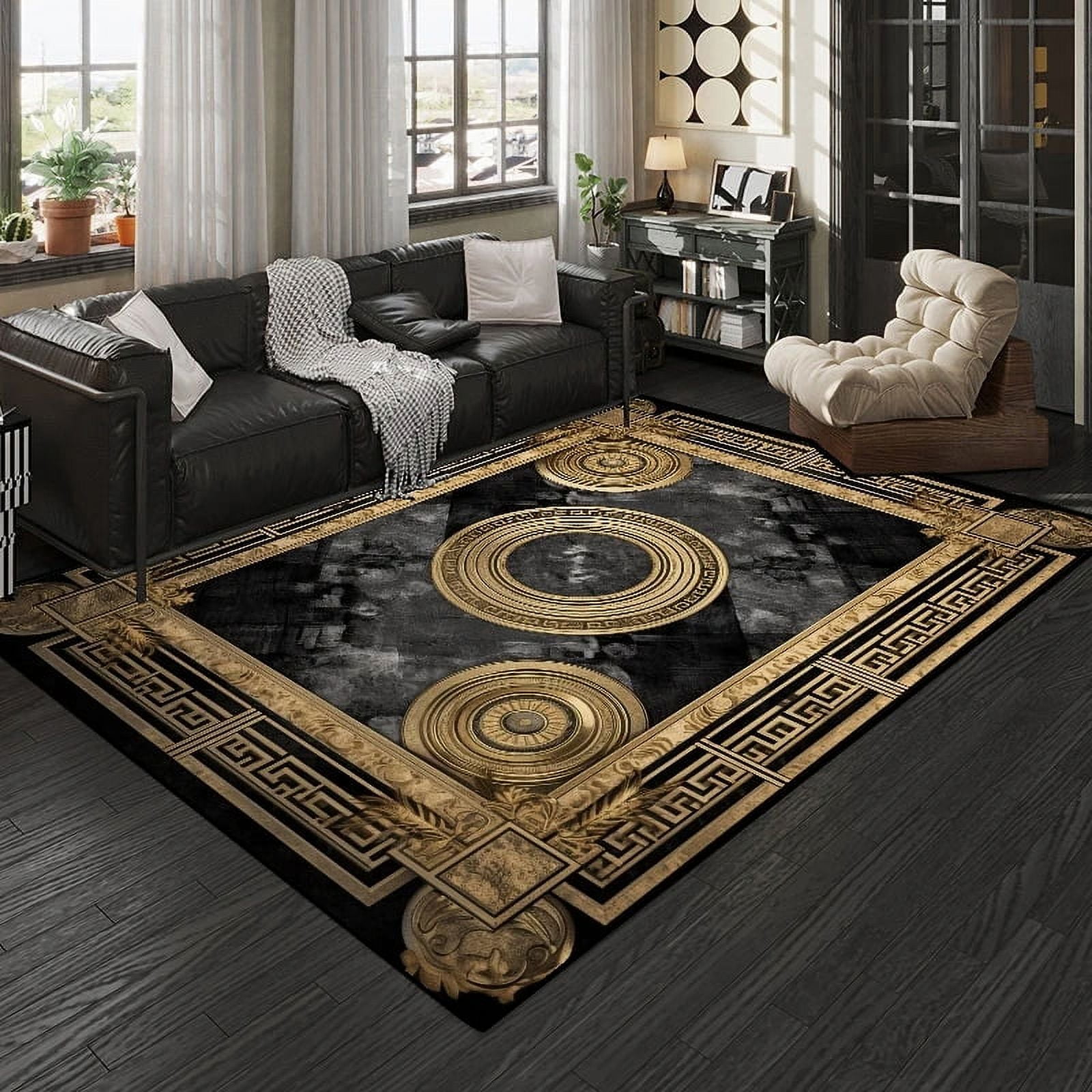 Black Gold Marble Carpet for Living Room Decorations Sofa Table Large ...