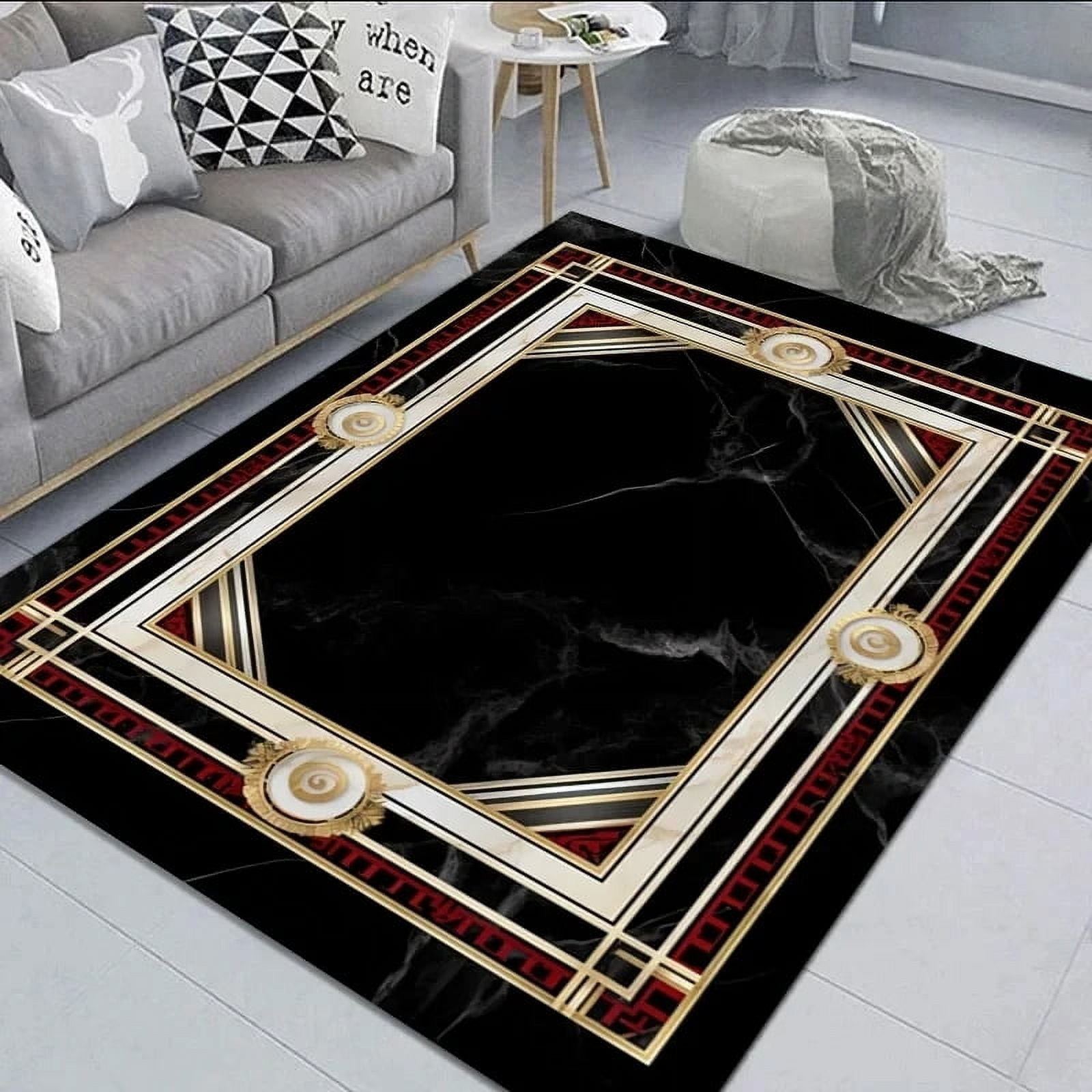 Black Gold Marble Carpet for Living Room Decorations Sofa Table Large ...