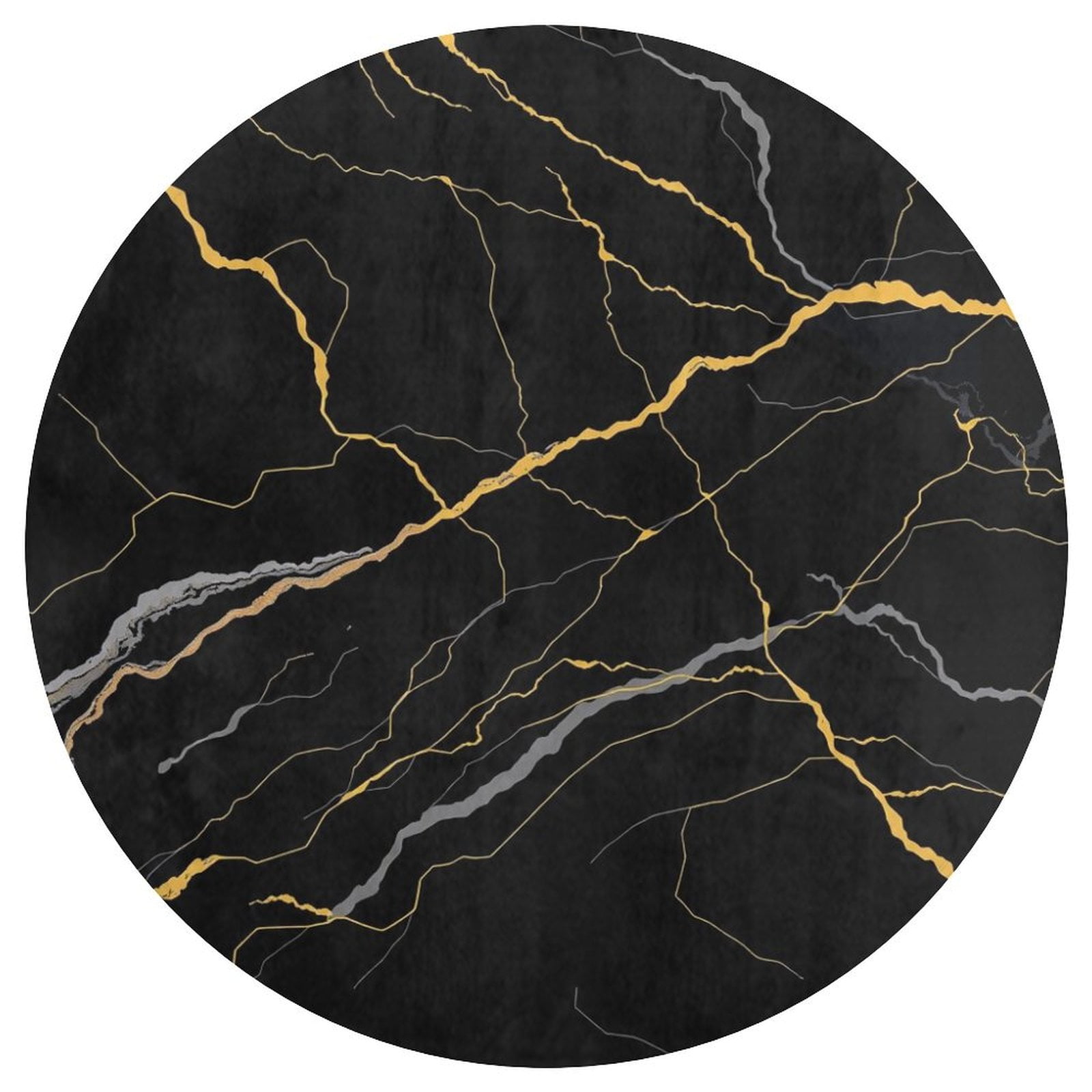 Black Gold Marble Geometry Circular Carpet Floor Mat Living Room Sofa ...
