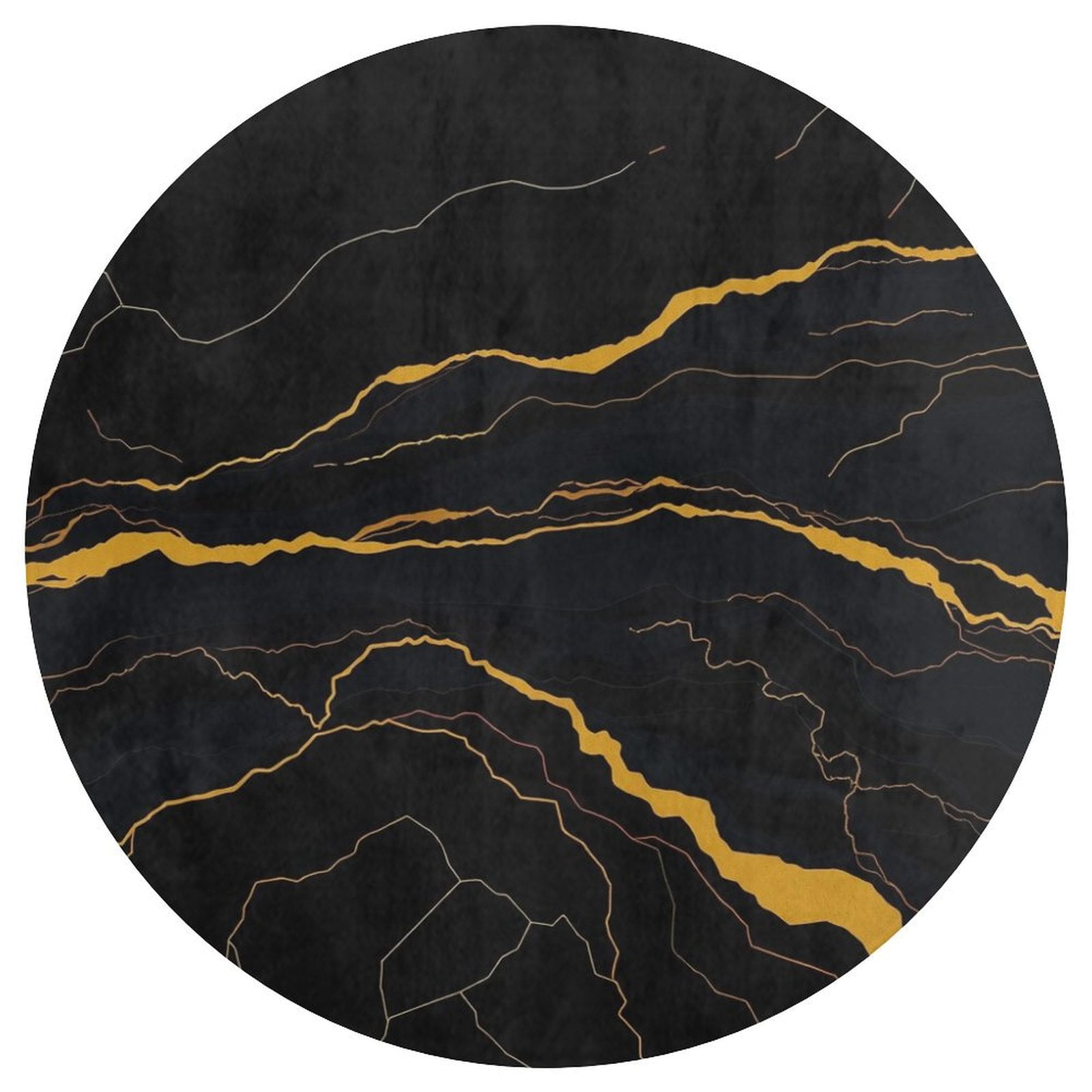 Black Gold Marble Geometry Circular Carpet Floor Mat Living Room Sofa ...