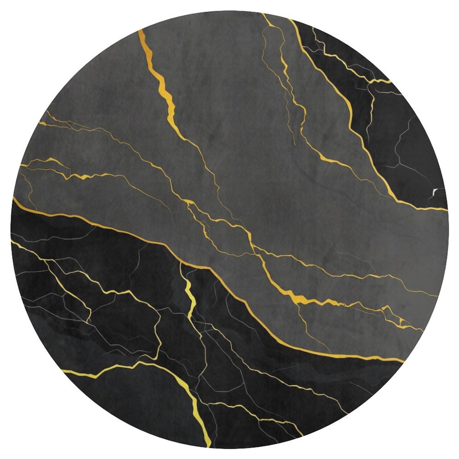 Black Gold Marble Geometry Round Area Rug Floor Carpets Washable Indoor ...