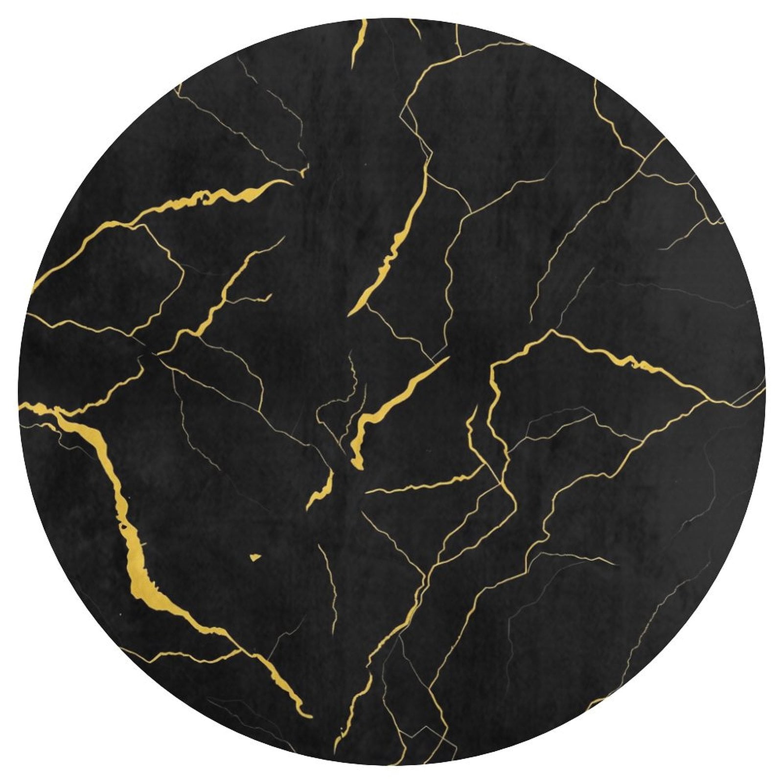 Black Gold Marble Geometry Round Carpet Living Room Carpet Modern And ...