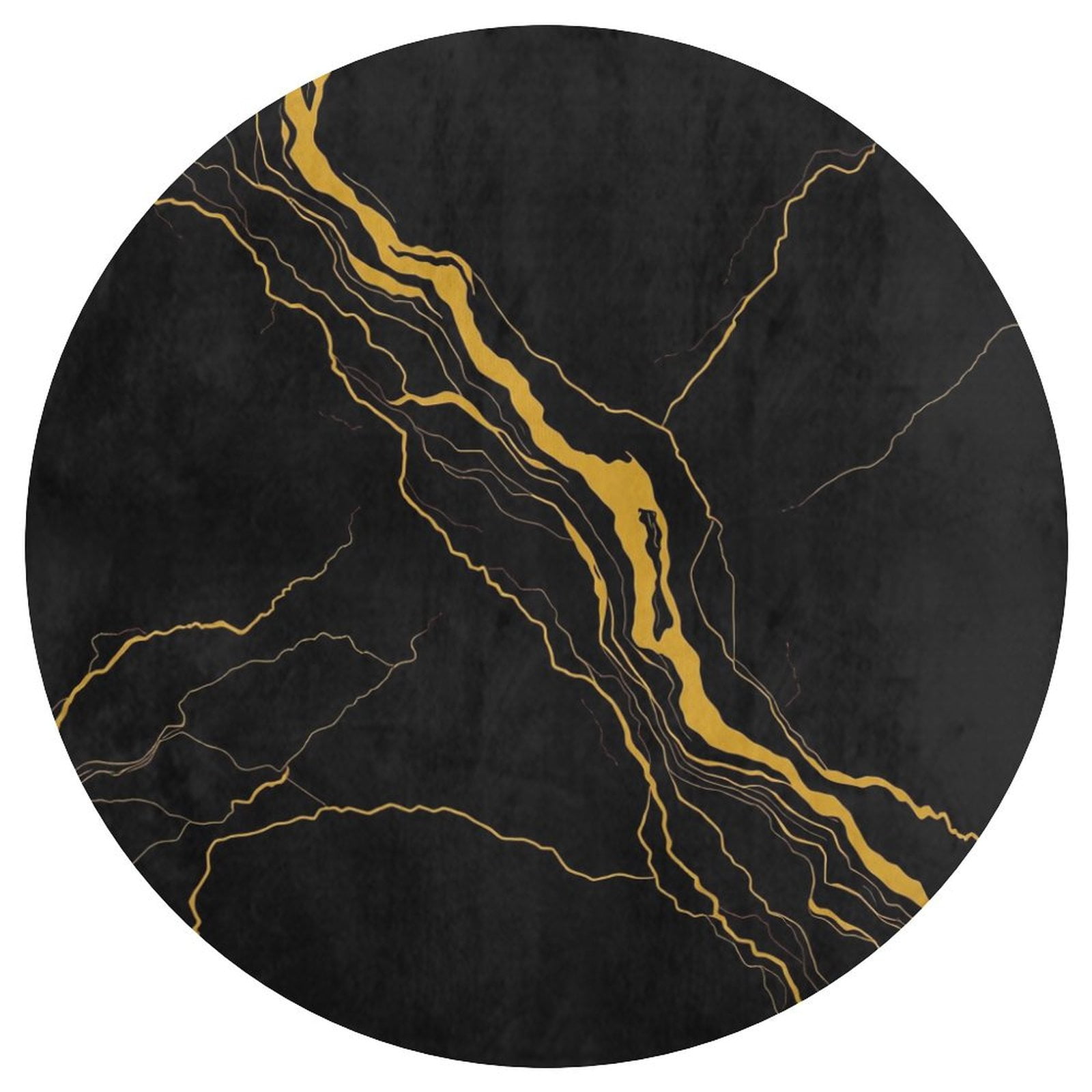 Black Gold Marble Geometry Rugs Trea Rugs Not-Slip Round Rugs Area ...