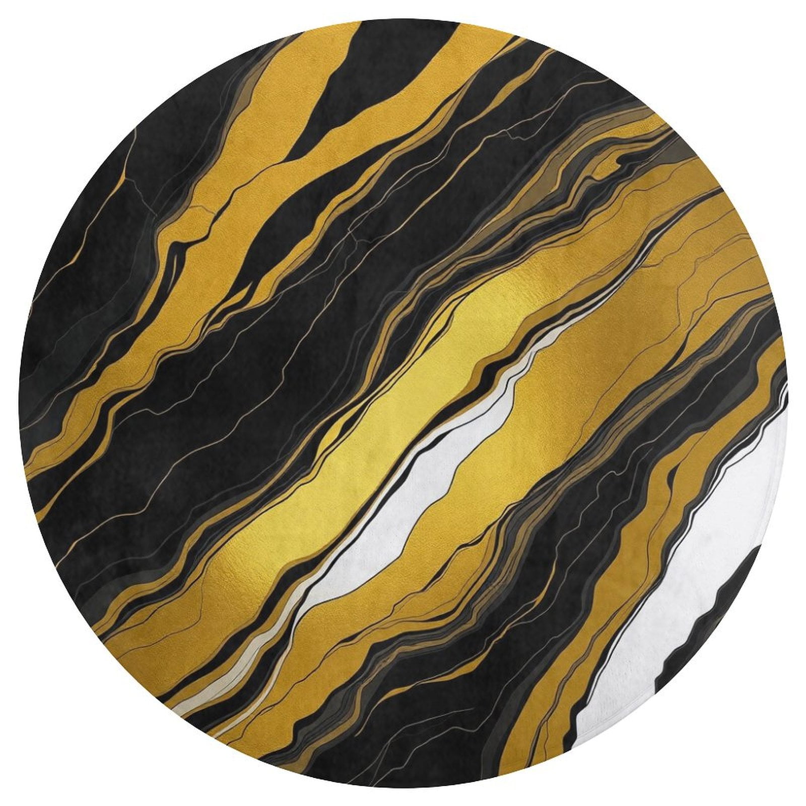 Black Gold Marble Geometry Rugs Trea Rugs Not-Slip Round Rugs Area ...