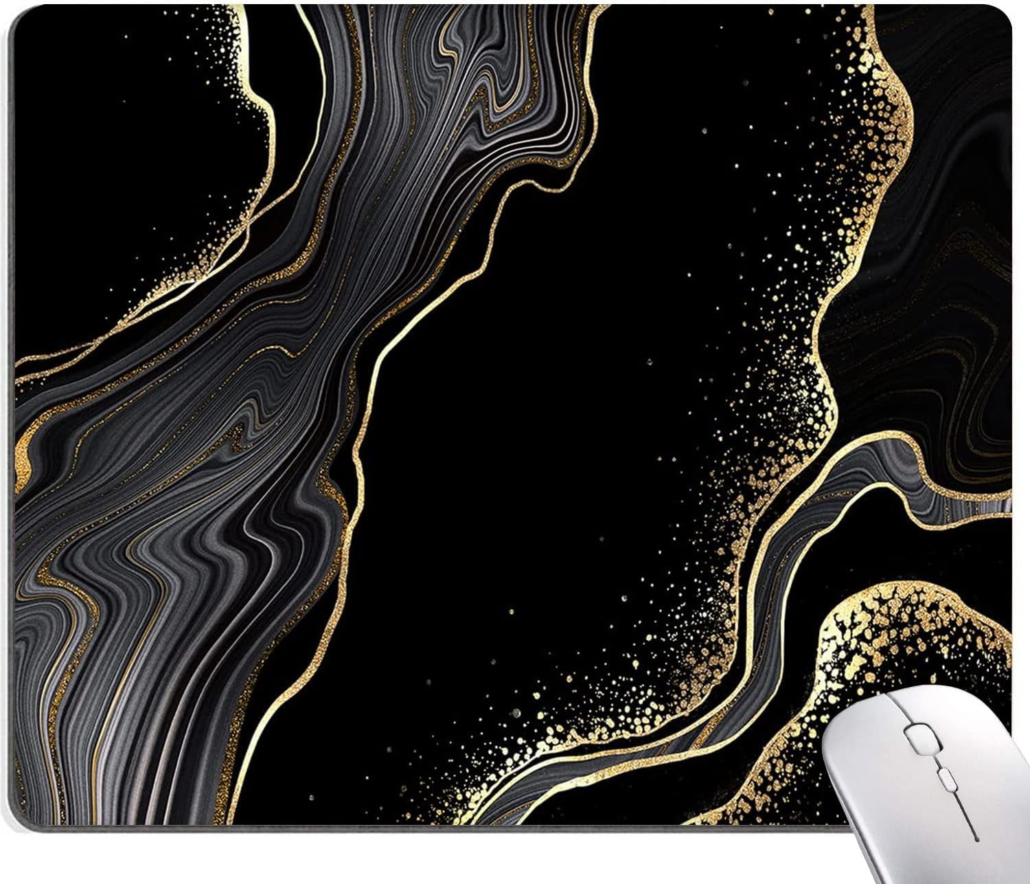 Black Gold Marble Mouse Pad Cute Personalized Washable Cloth Mat ...