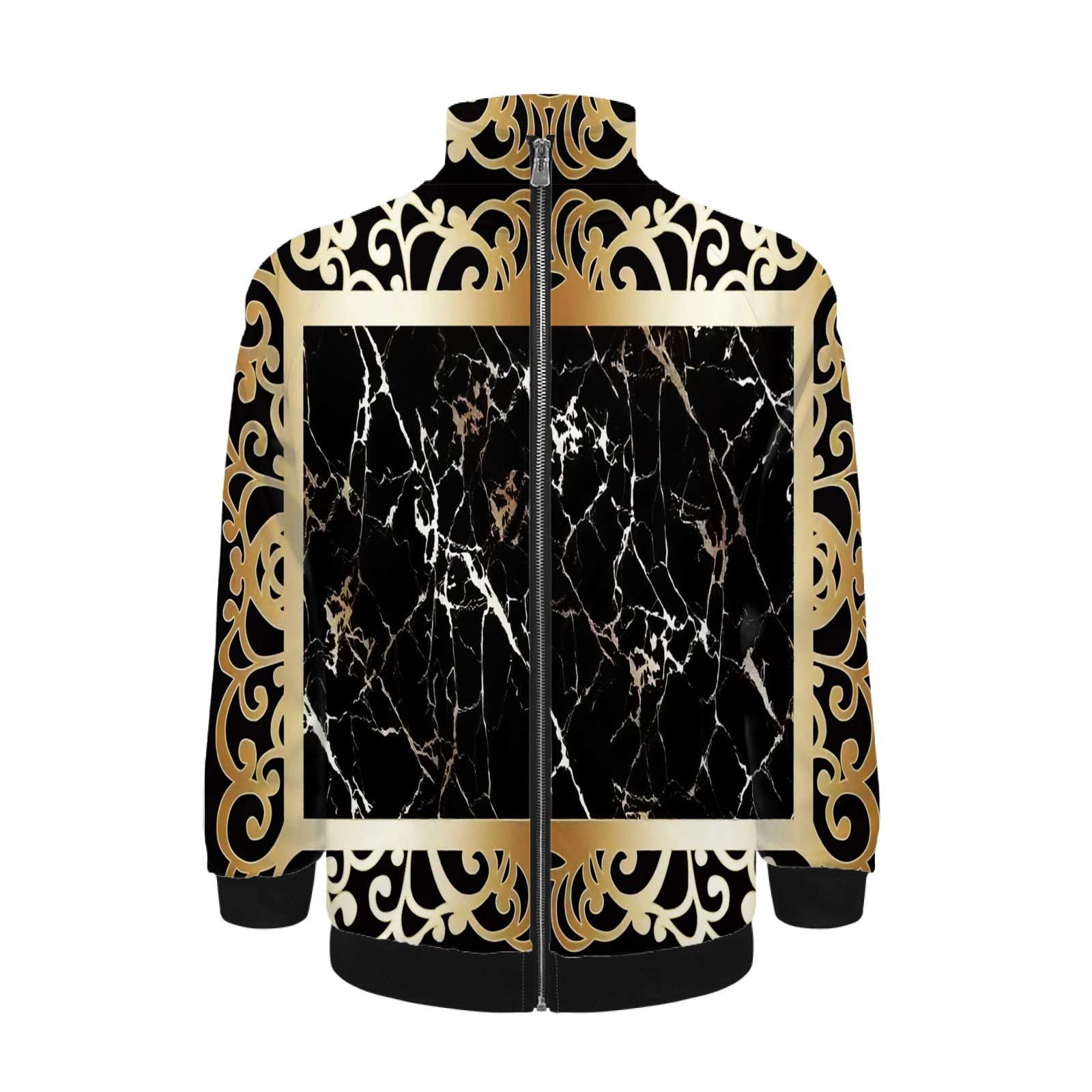 Black Gold Marble Pattern Jacket Men's Street Cool Long Sleeves Coat ...