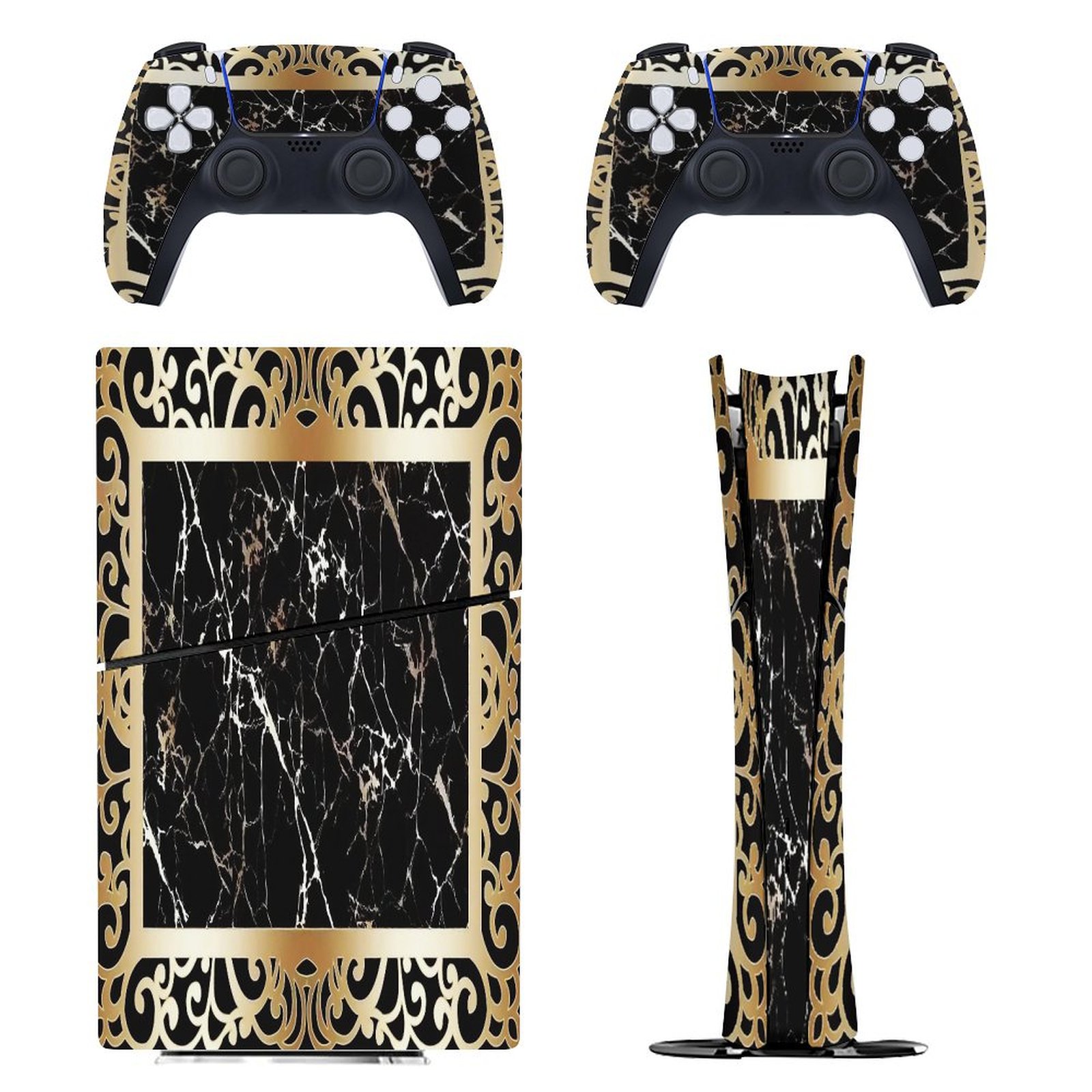 Black Gold Marble Pattern PS5/PS5 Pro/PS5 Slim Digital Disc Skin ...