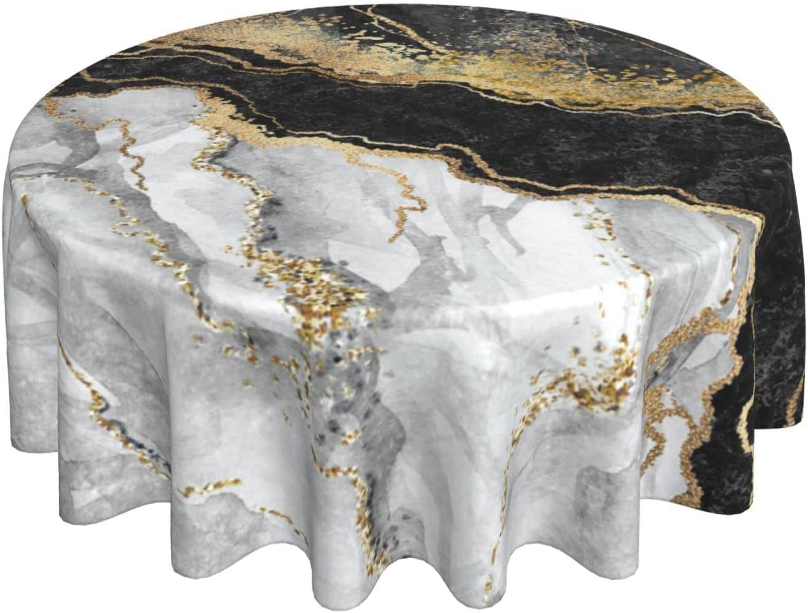 Black Gold Marble Round Tablecloth 60 Inch Ruitic White Grey Table ...
