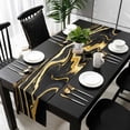 Black Gold Marble Table Runner 72 Inches Long, Modern Geometric ...