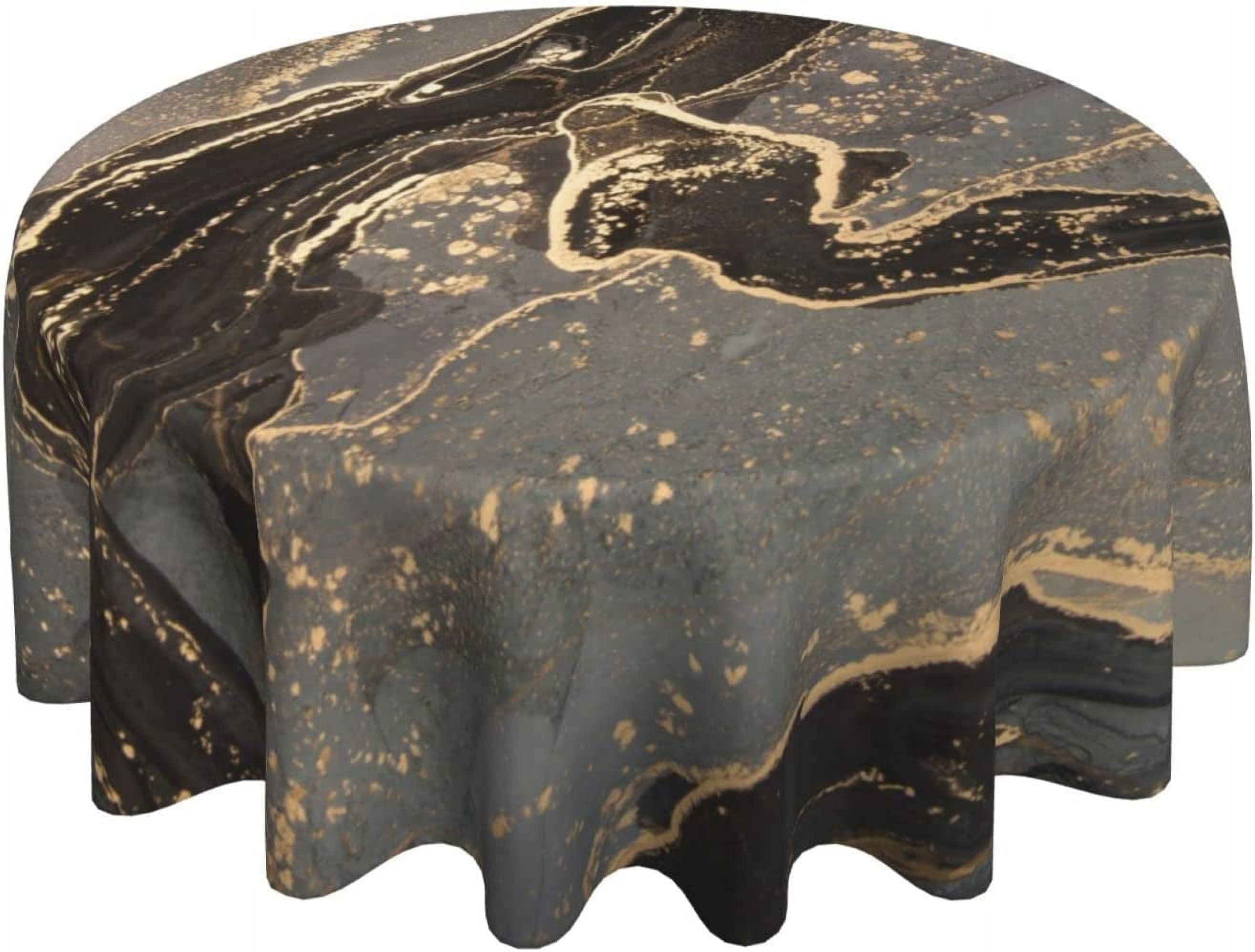 Black Gold Marble Tablecloth Round 60 Inch Modern Gold Foil Tablecloth ...