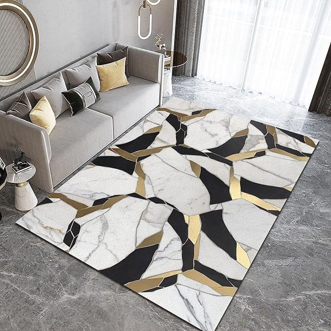 Black Gold Marble Texture Area Rug, Luxurious Black And White Crackle ... Black Gold Marble Texture Area Rug, Luxurious Black And White Crackle ...