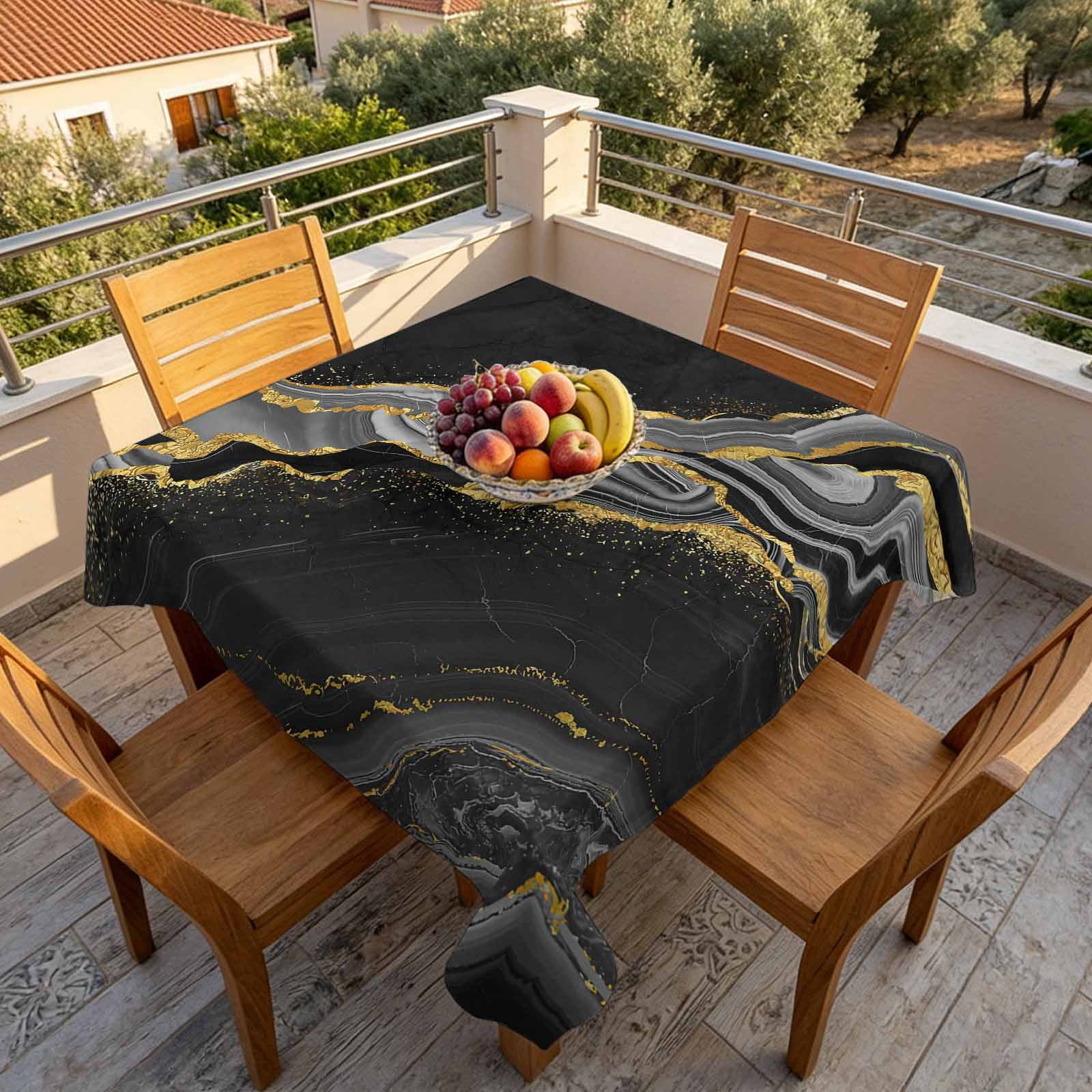 Black Gold Marble Texture Pattern Table Cloth 60x60in, Waterproof ...
