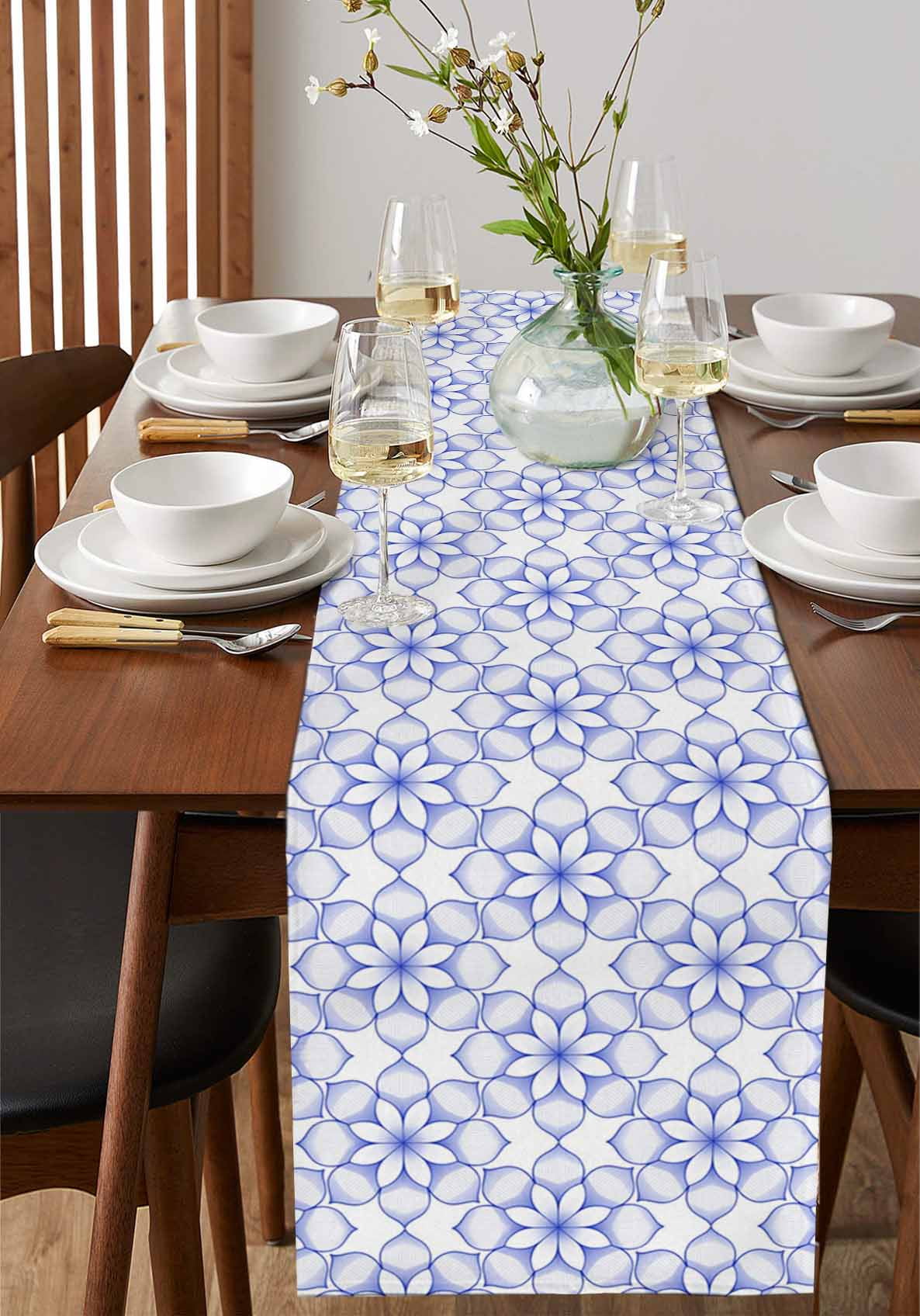 Black Gold Marble Texture Table Runner 13x36in Non-Slip Cotton Linen ...