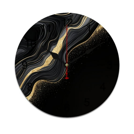 Black Gold Marble Texture Word Saying Big Wall Clock Home Decor Art ...