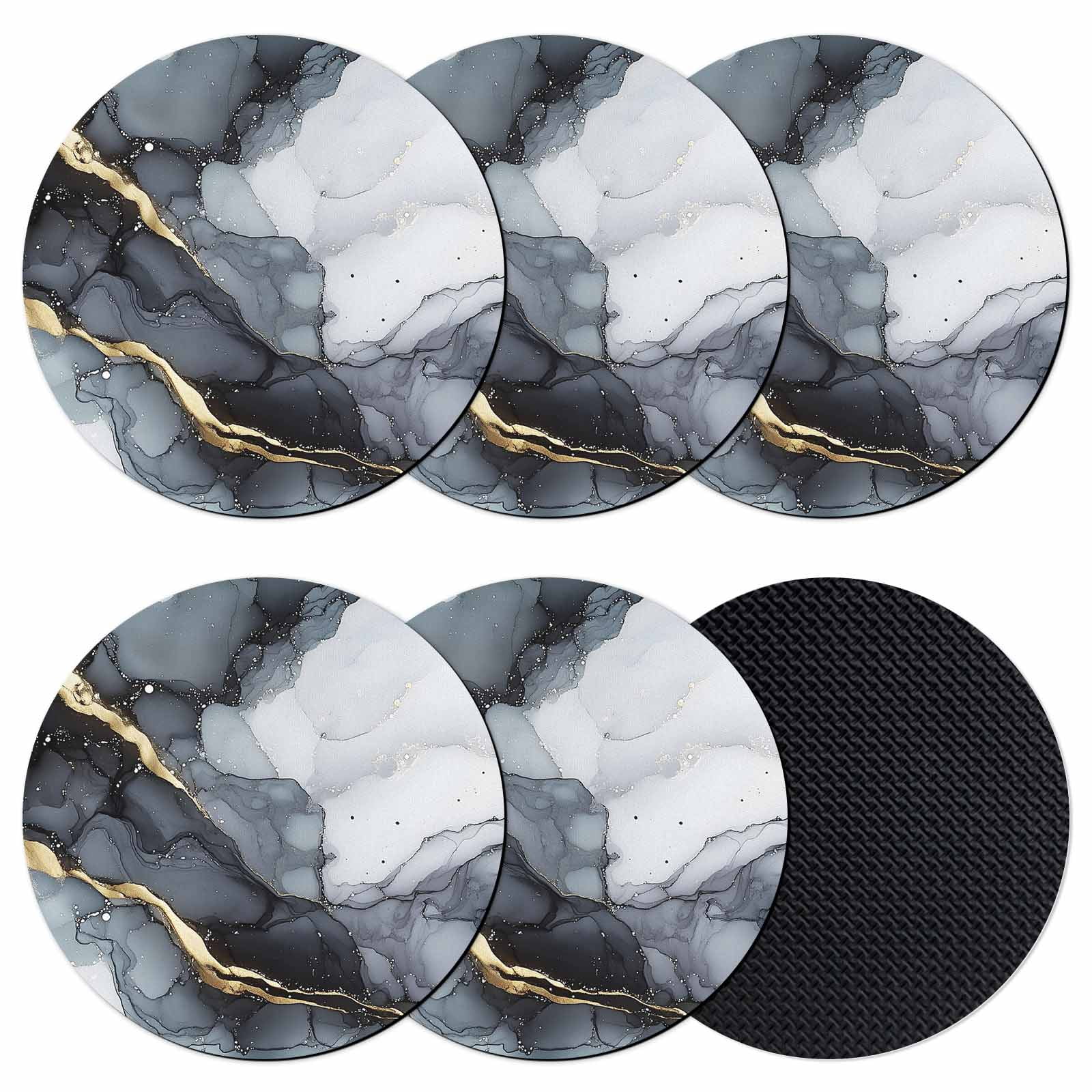 Black Gold Marble Textured Coasters for Drinks,Absorbent Non Slip ...