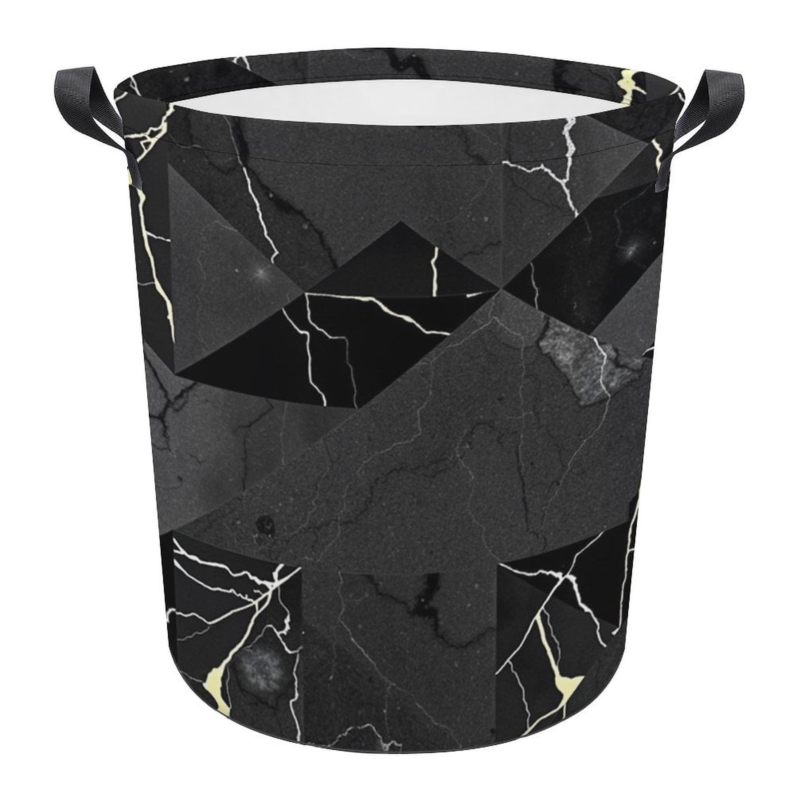 Black Gold Marble Triangular Geometry Foldable Laundry Basket for Dirty ...