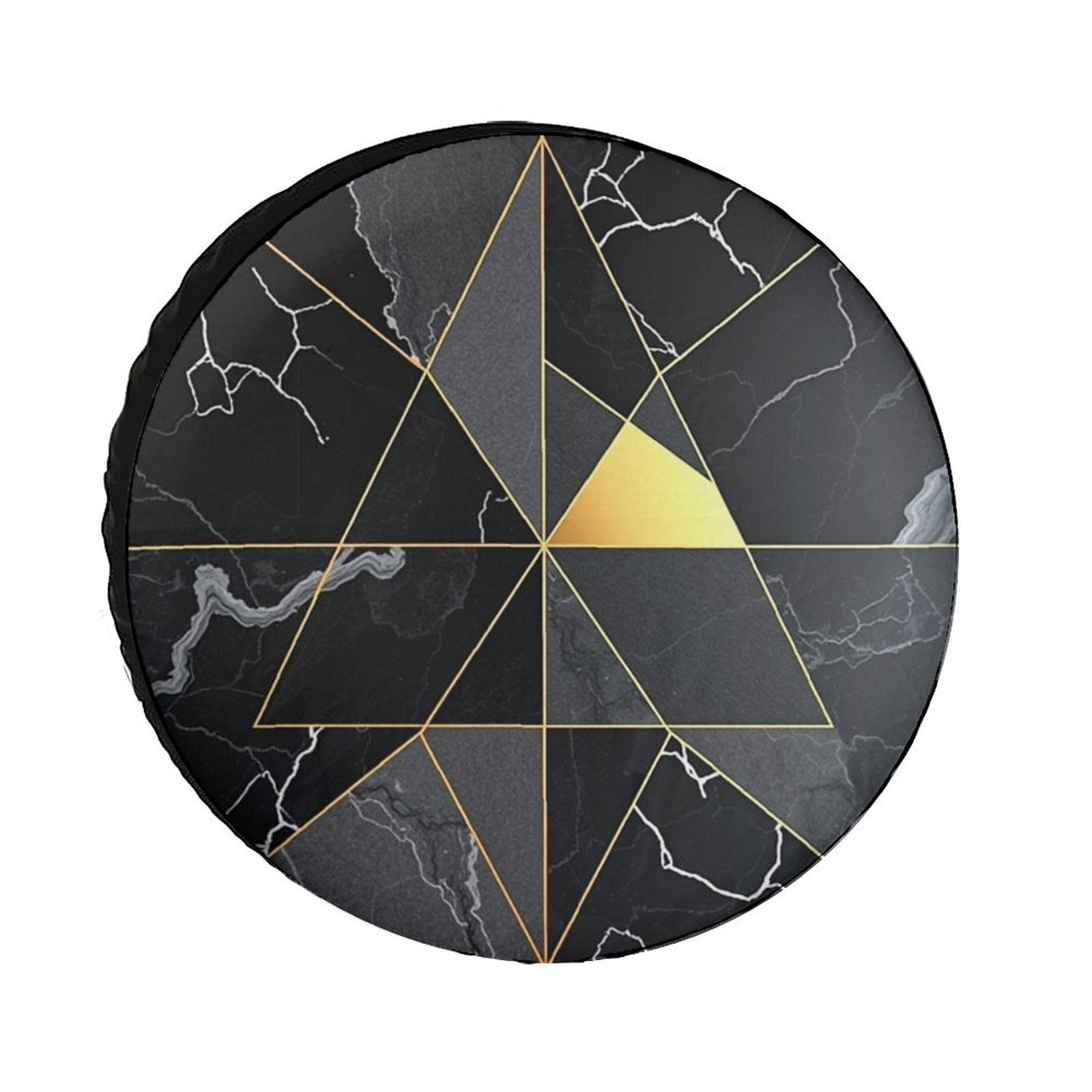 Black Gold Marble Triangular Geometry Spare Tire Cover Dust-Proof Wheel ...