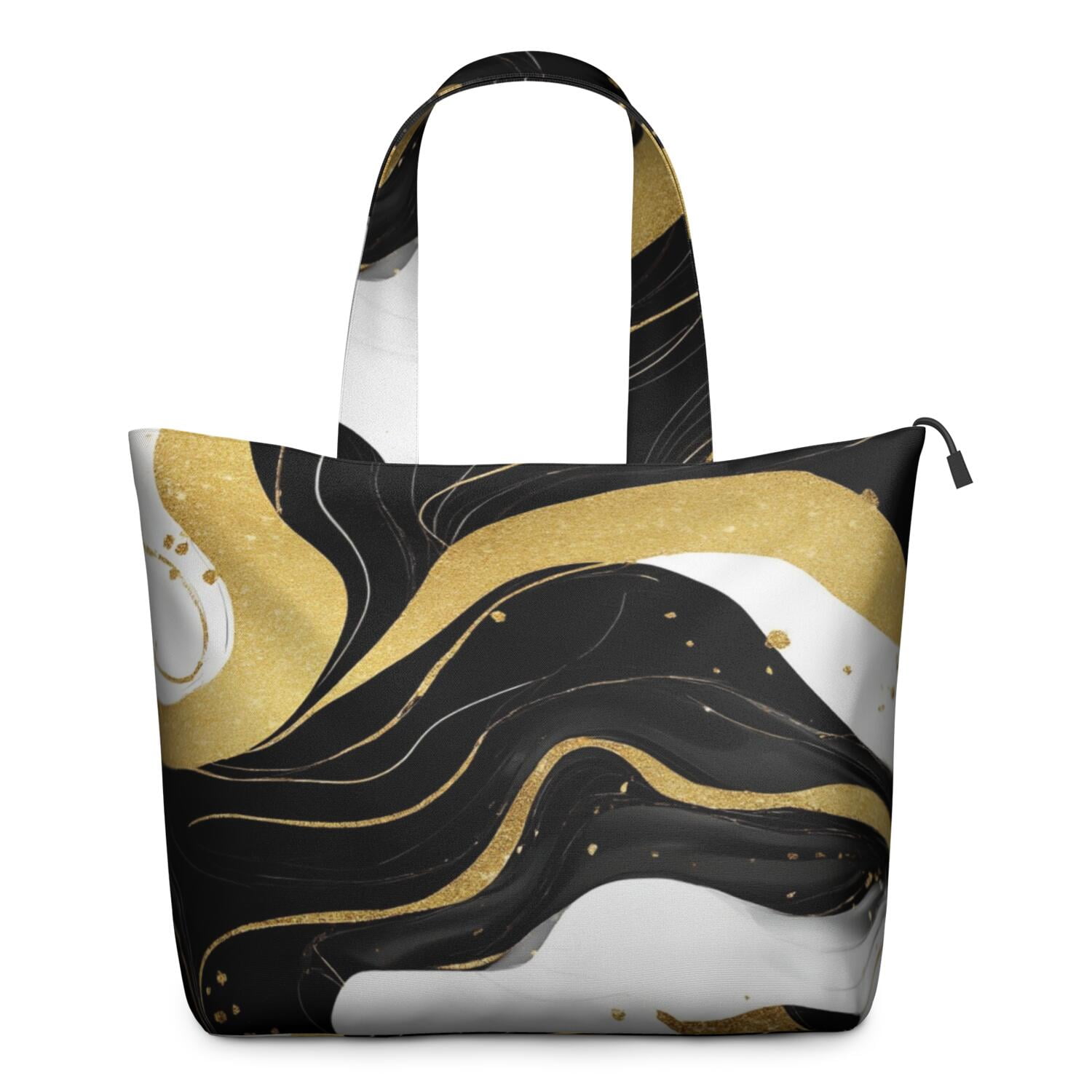 Black and Gold Marble Wavy Lines Pattern Travel Tote Bags for Women Carry On,Large Weekender ...