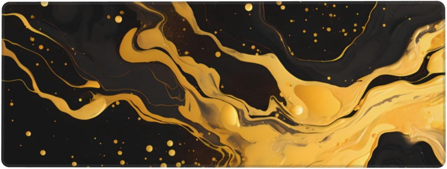 Black Gold Marbles Mouse Pad - Marbled Gaming Mouse Pad 31.5x11.8 Inch ...