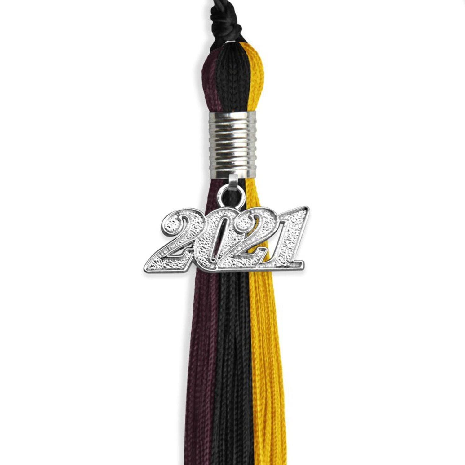 Black/Gold/Maroon Graduation Tassel with Silver Date Drop - Walmart.com