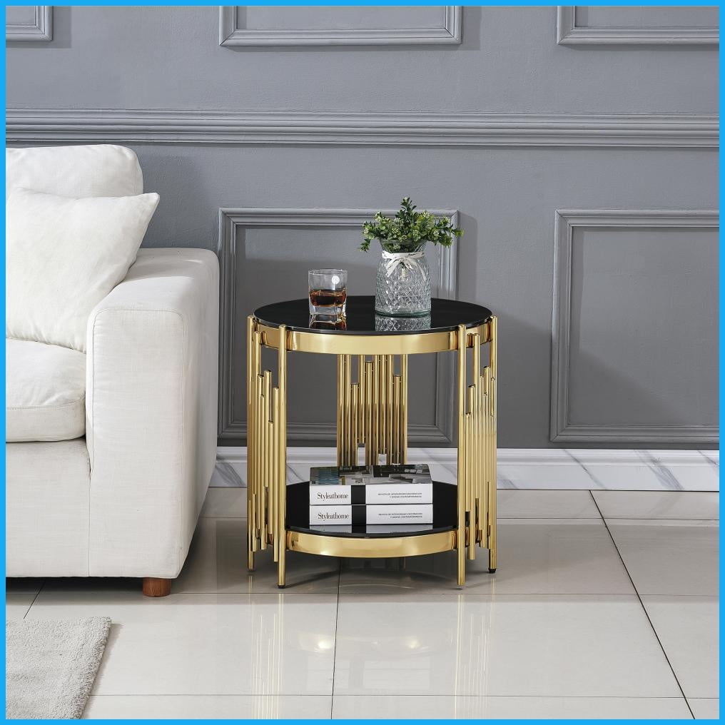 Black & Gold Metal Coffee Table for Living Room - Sturdy, Easy-Clean ...