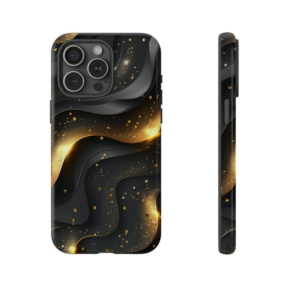 Black Gold Minimalist Elegant Wave Abstract Artwork Phone Case for ...