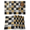 Black Gold Mosaic Cotton Linen Placemats Set of 12, Rustic Abstract ...