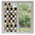 Black Gold Mosaic Window Privacy Film Rustic Abstract Checkerboard ...